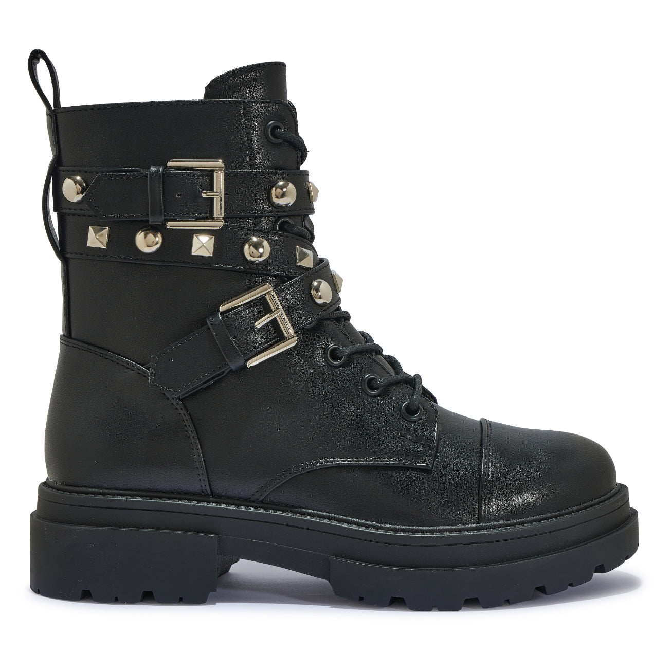 PERTH3 - STUD DETAIL CHUNKY MILITARY LACE UP BOOT – City Shoes ...